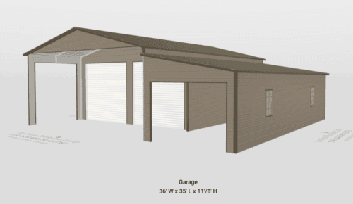 36x35x11x8 Garage with Lean to - Southern Backyard Living: Portable ...